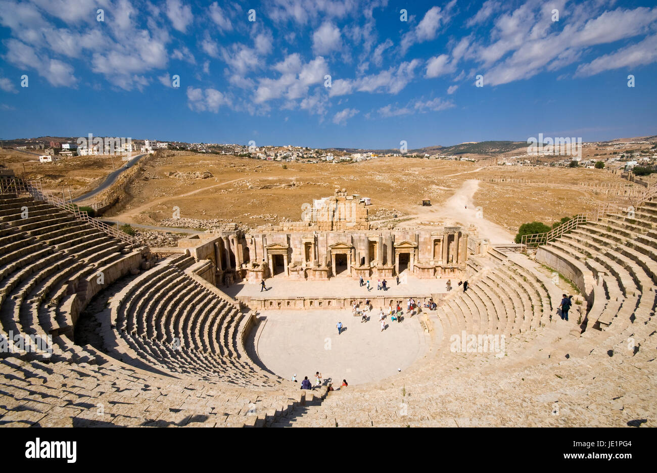 Jerash, Jordan - October 23 2009: Ruins of the ancient north theater at ...