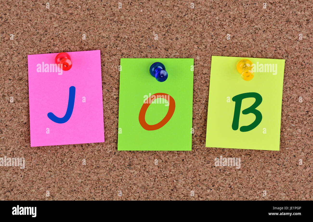 Job word on colorful notes Stock Photo - Alamy