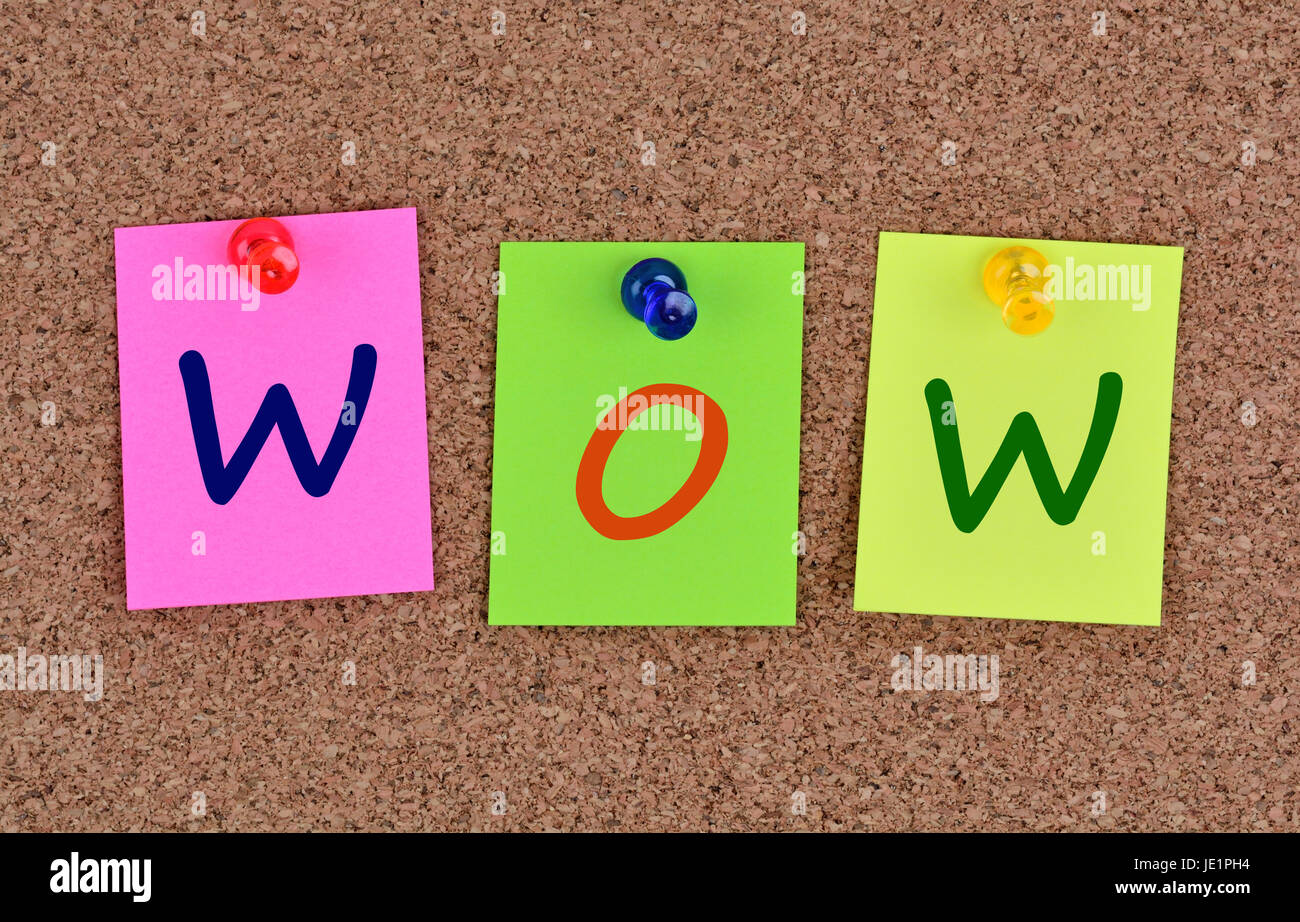 Wow word on colorful notes Stock Photo - Alamy