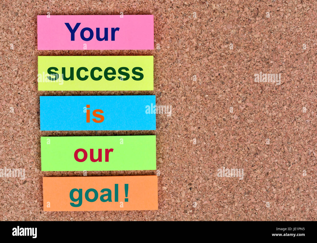 Text Your success is our goal on colorful notes Stock Photo - Alamy