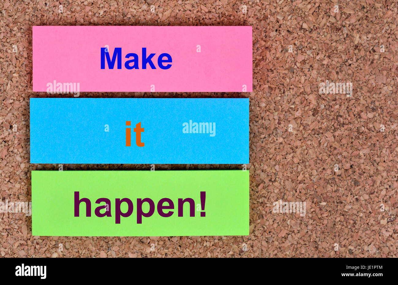 Make it happen words on colorful notes Stock Photo - Alamy