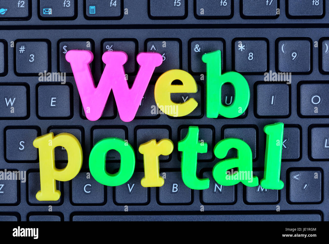 Web portal words on computer keyboard closeup Stock Photo - Alamy