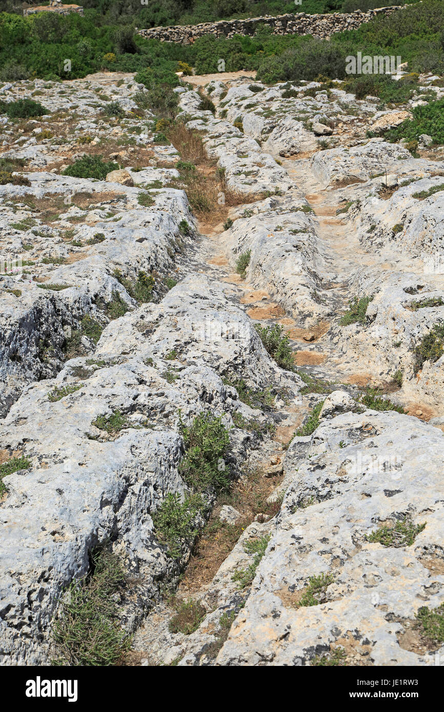 Misrah Ghar il-Kbir, Clapham Junction, prehistoric cart ruts tracks ...