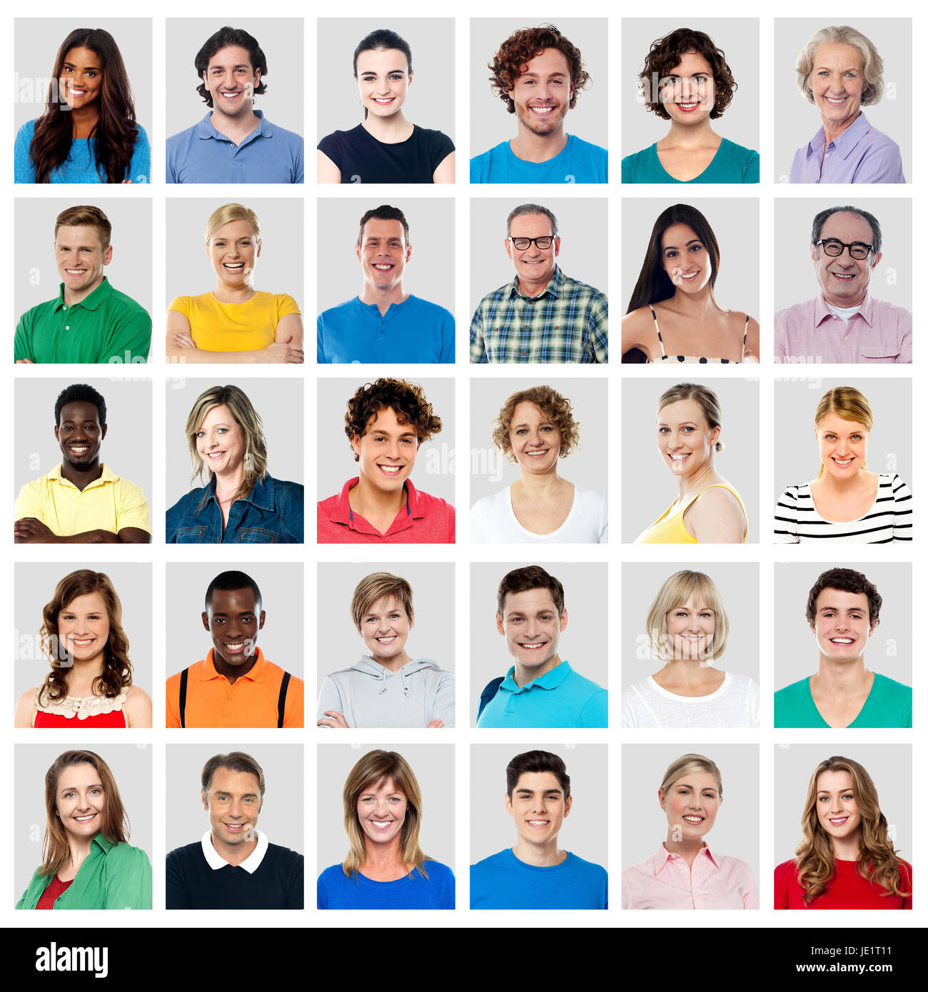 Collection of multi-ethnic people with wide smiles Stock Photo - Alamy