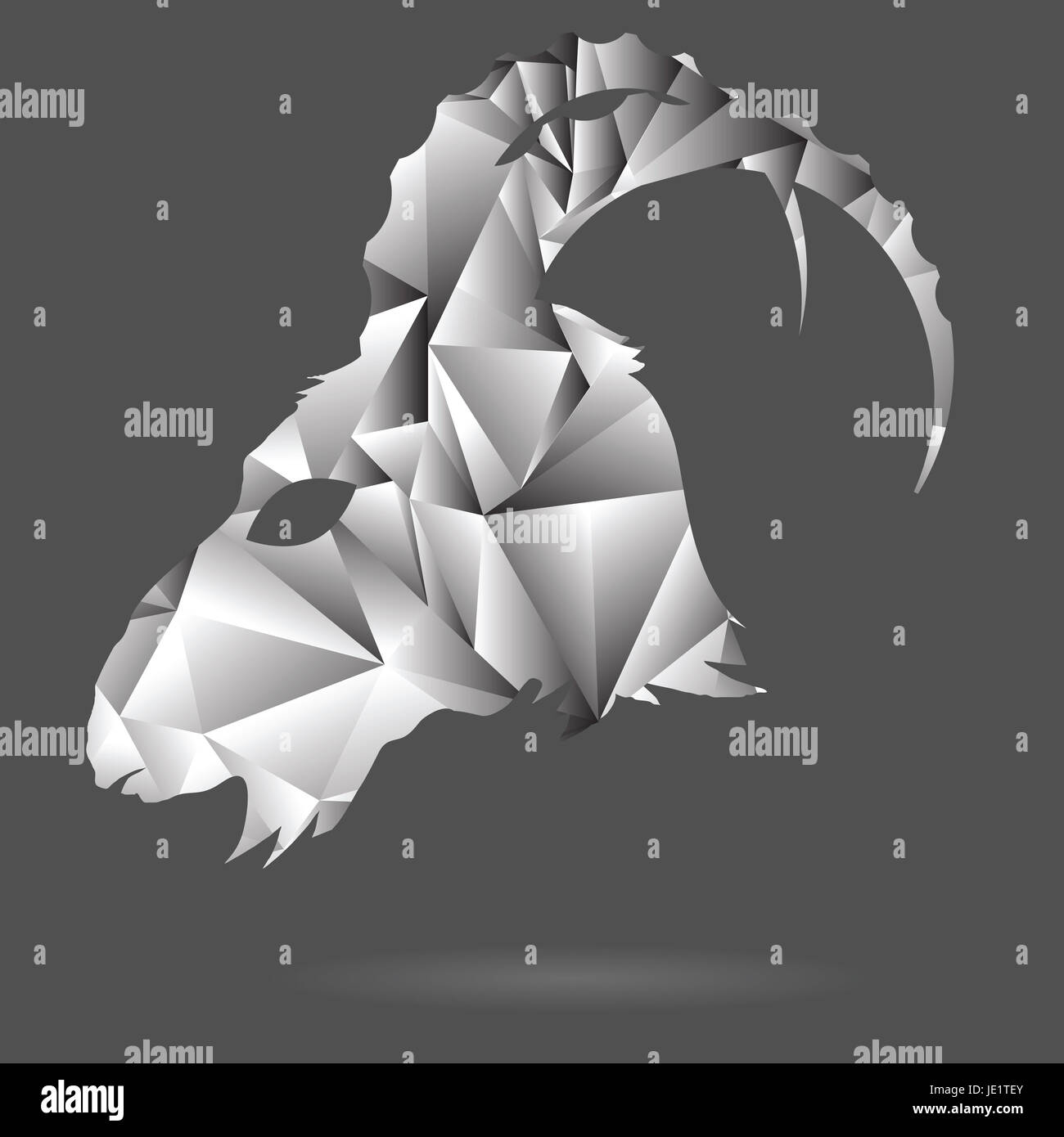 colorful illustration with abstract polygonal silhouette of goat head ...