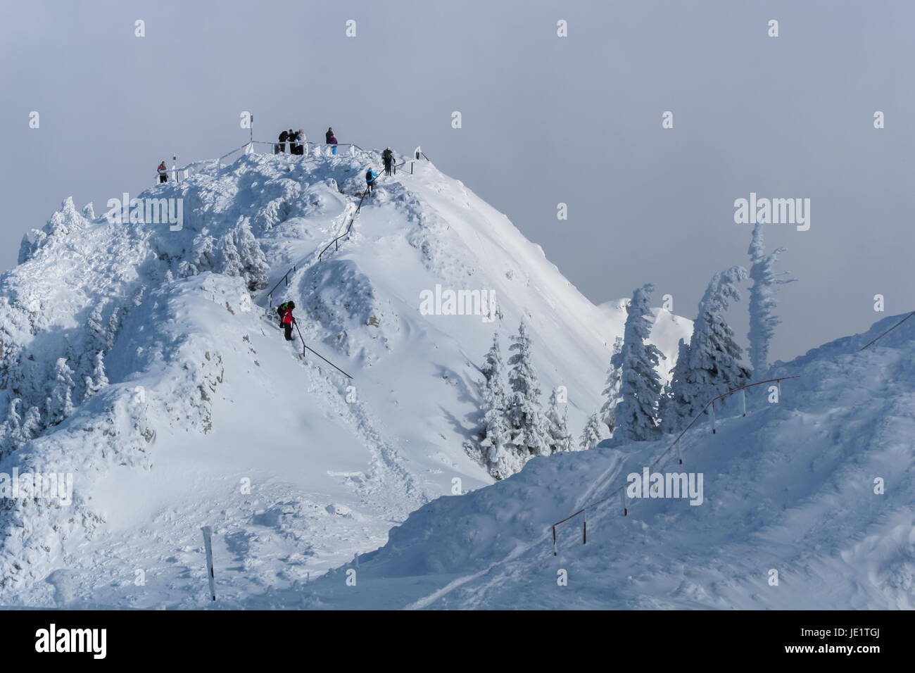 Postavaru Mountains in winter. The altitude of the peak is 1799 meters ...