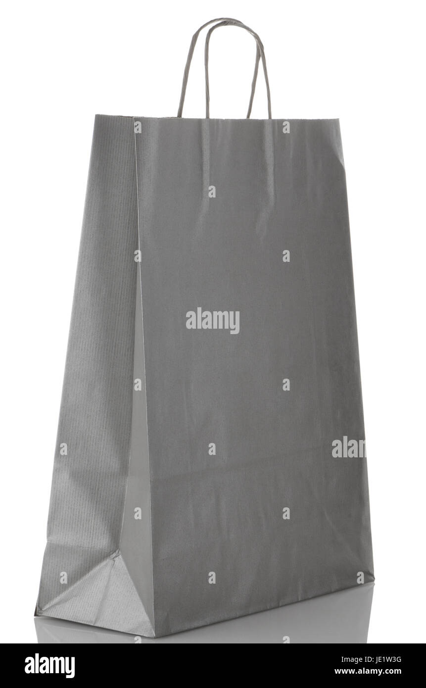 Grey paper bag over white background Stock Photo - Alamy