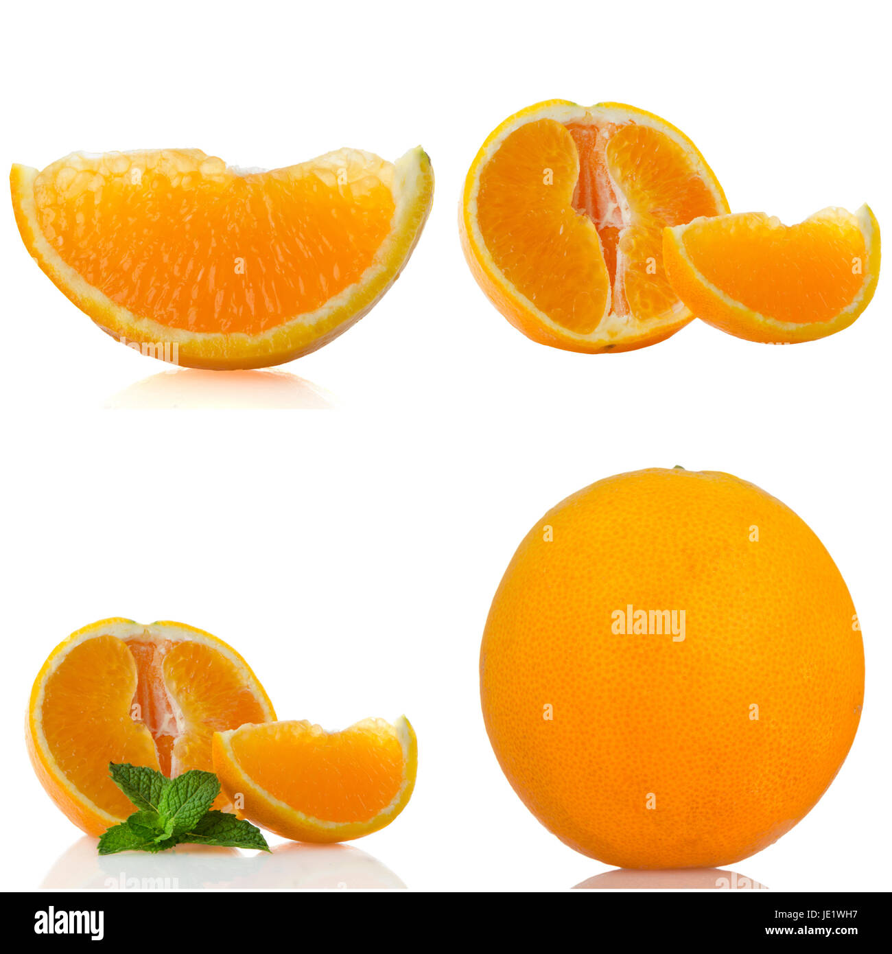 Fresh ripe oranges on white background Stock Photo - Alamy
