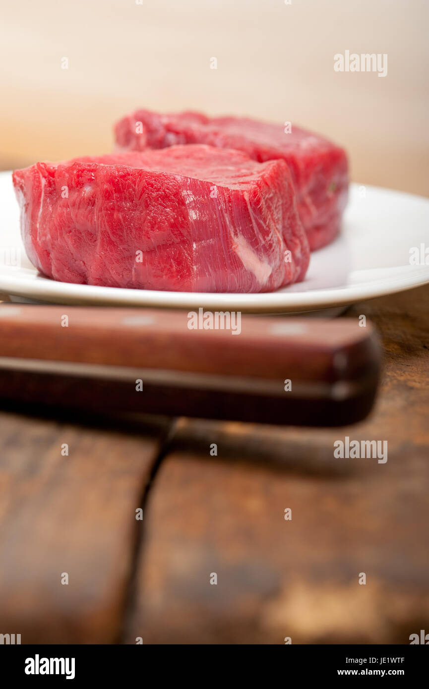 fresh raw beef filet mignon cut ready to cook Stock Photo - Alamy