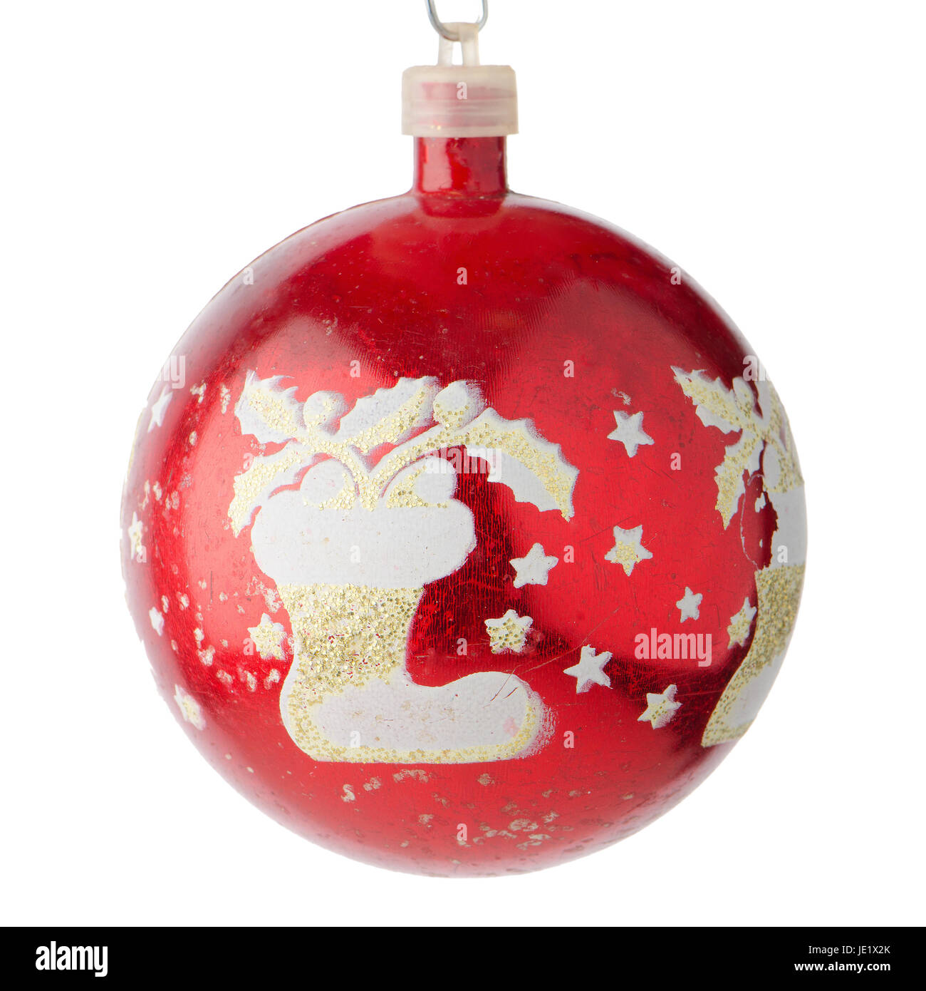 Big red Christmas ball decoration isolated on white background Stock ...