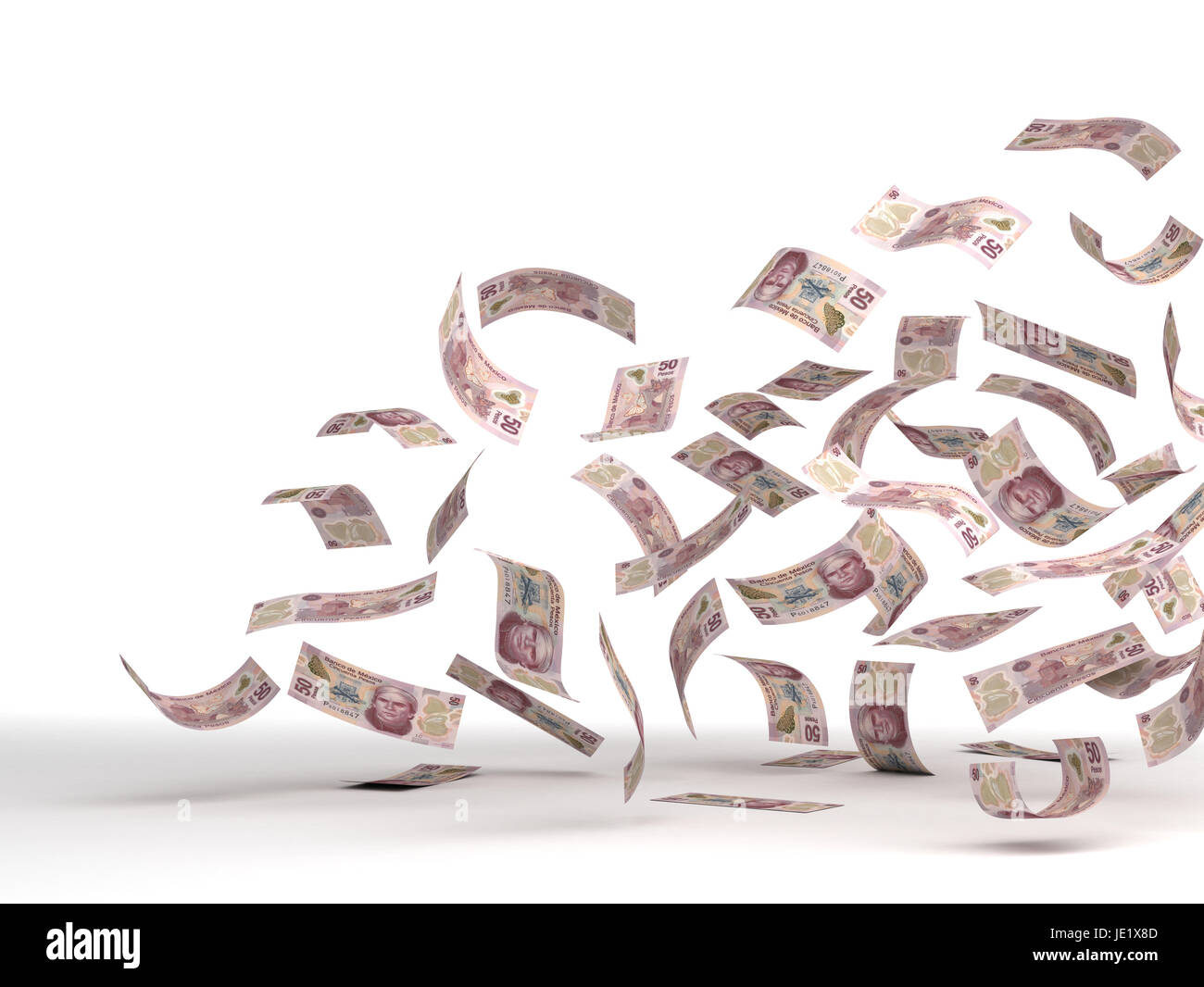 Flying Mexican Pesos (isolated with clipping path Stock Photo - Alamy