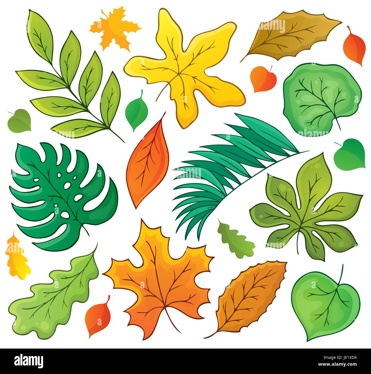 Leaves theme collection 1 - picture illustration Stock Photo - Alamy