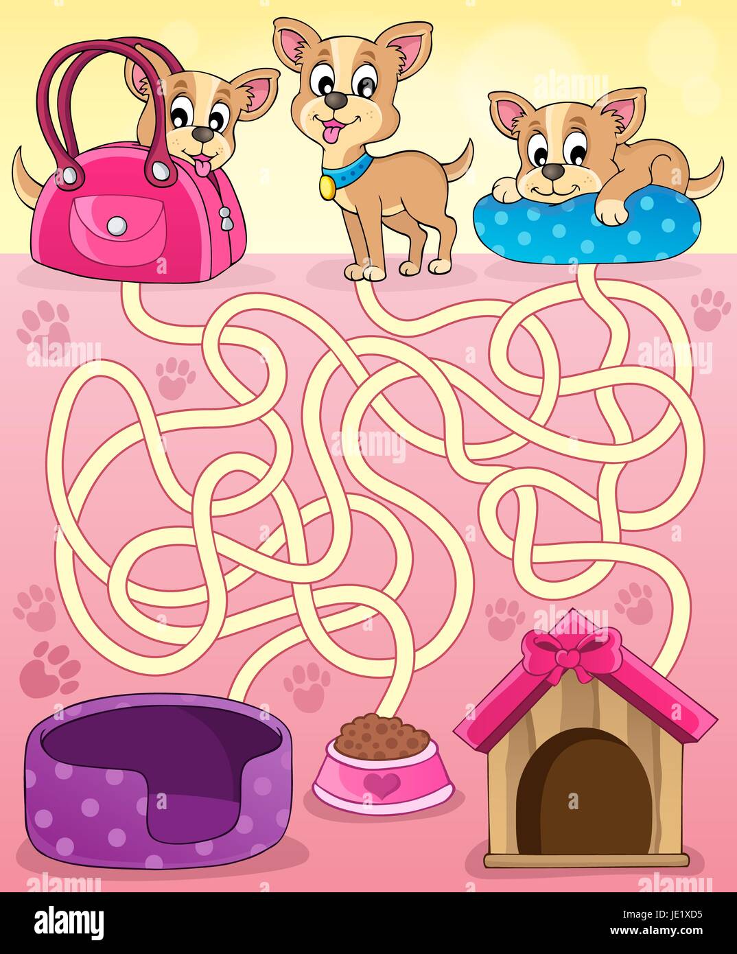 Maze 13 with dogs - picture illustration Stock Photo - Alamy