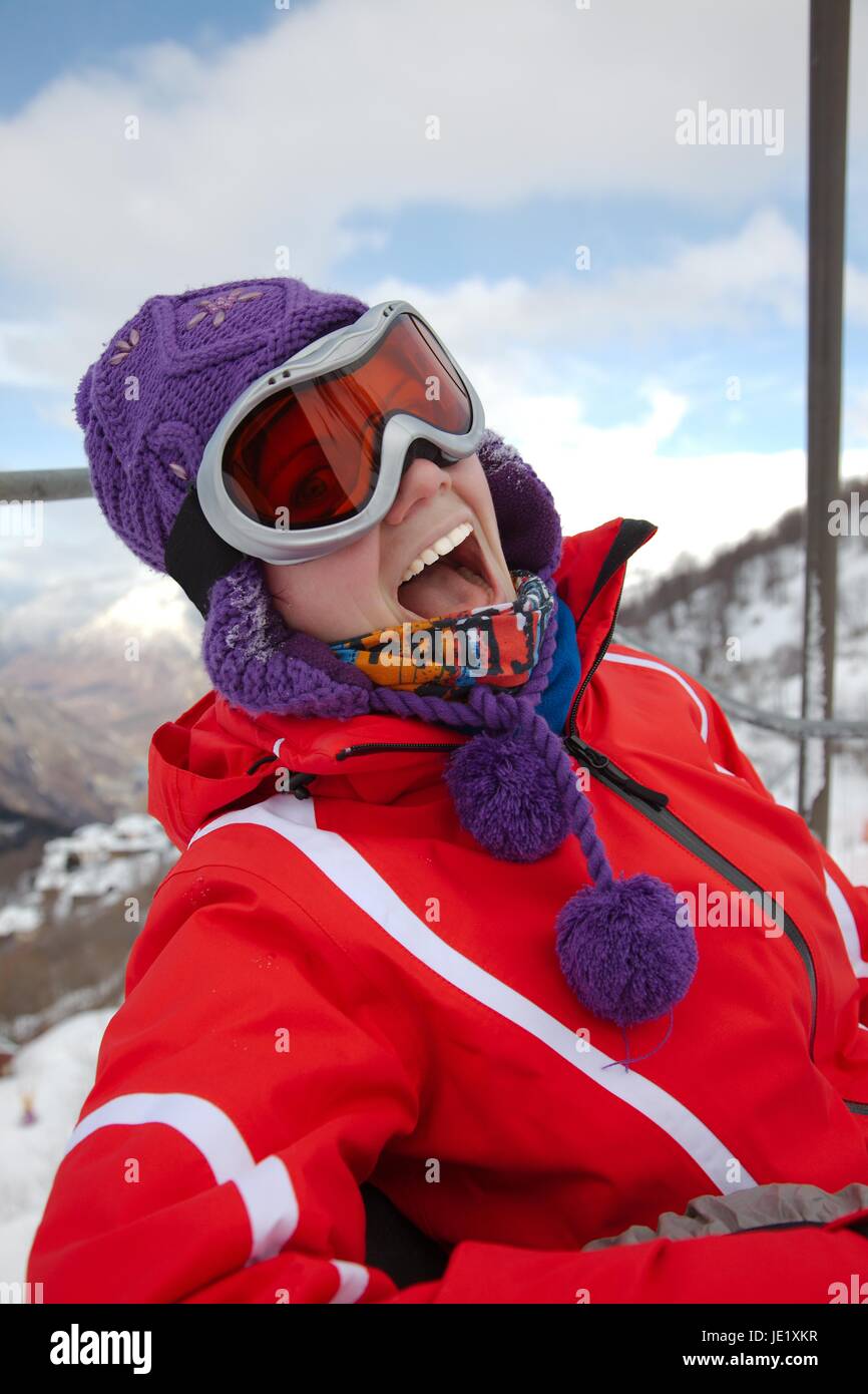 Female skier portrait, cold weather Stock Photo - Alamy
