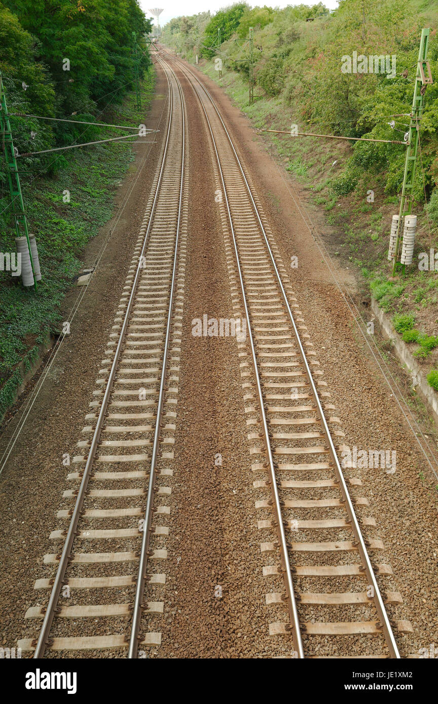 A pair of railway tracks viewed from above Stock Photo - Alamy