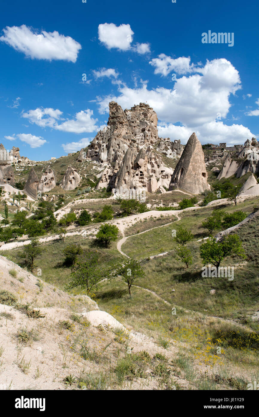 view of Uchisar castle in Cappadocia , Turkey Stock Photo - Alamy