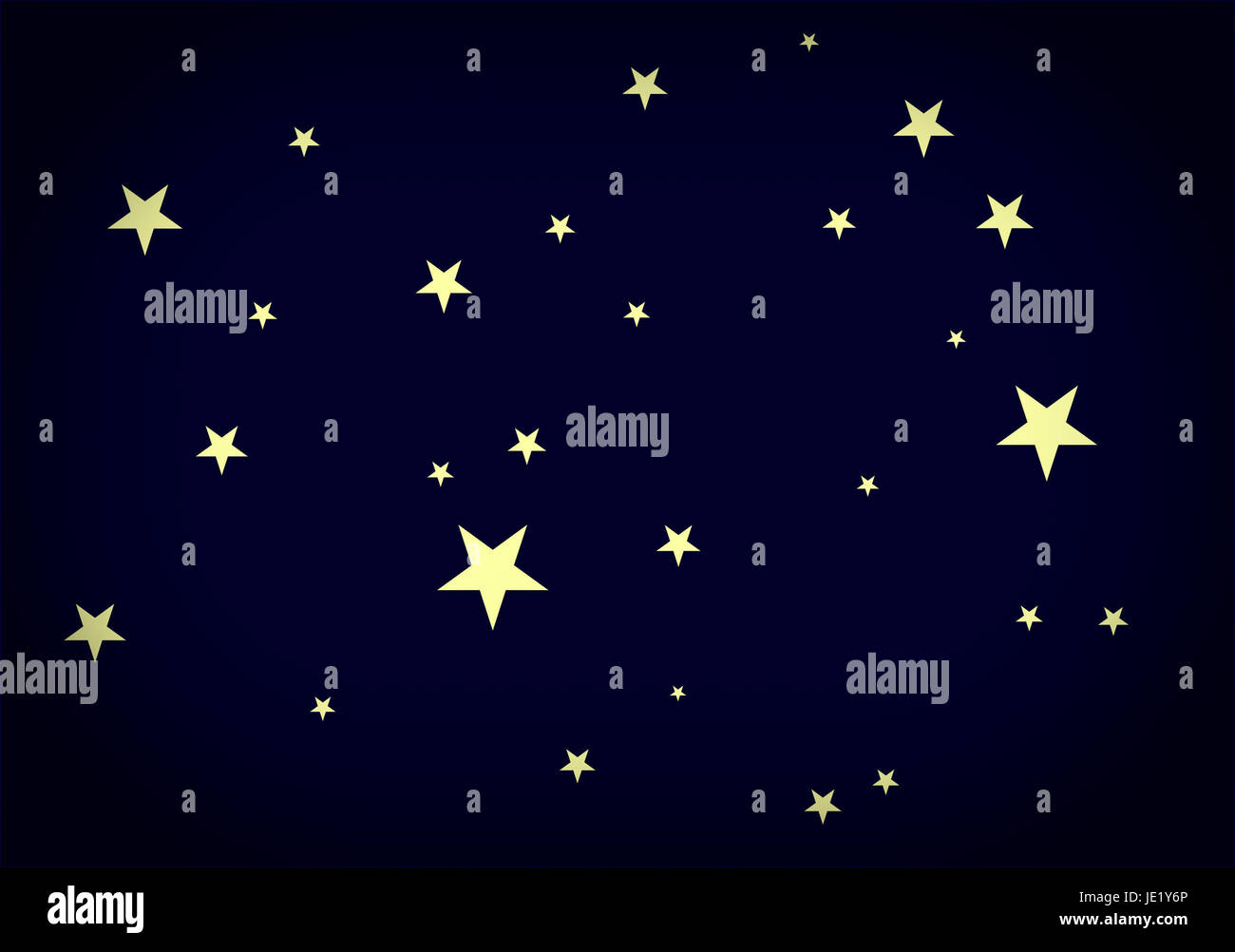 Illustration of yellow stars over dark sky background Stock Photo - Alamy