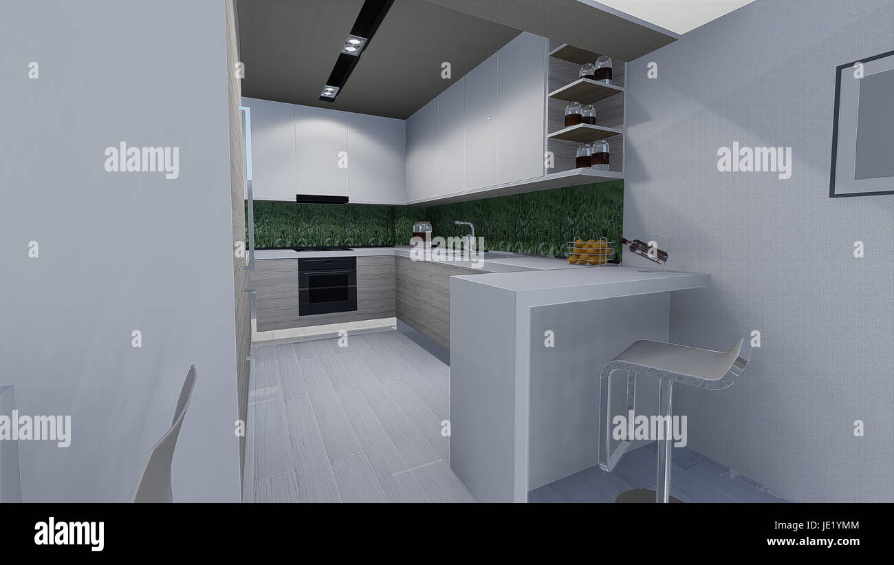 3d design of modern home appartment indoor Stock Photo - Alamy
