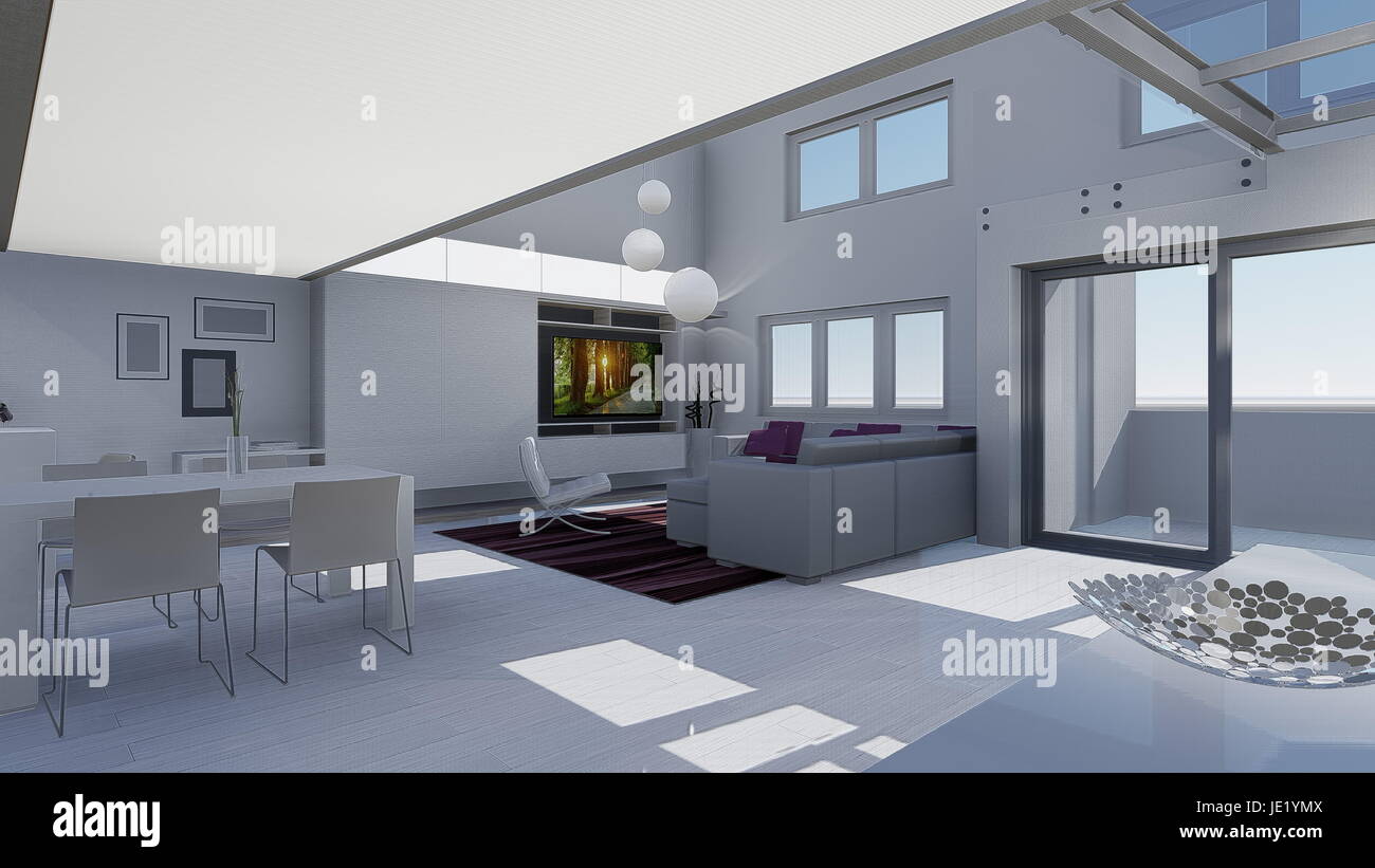 3d design of modern home appartment indoor Stock Photo - Alamy