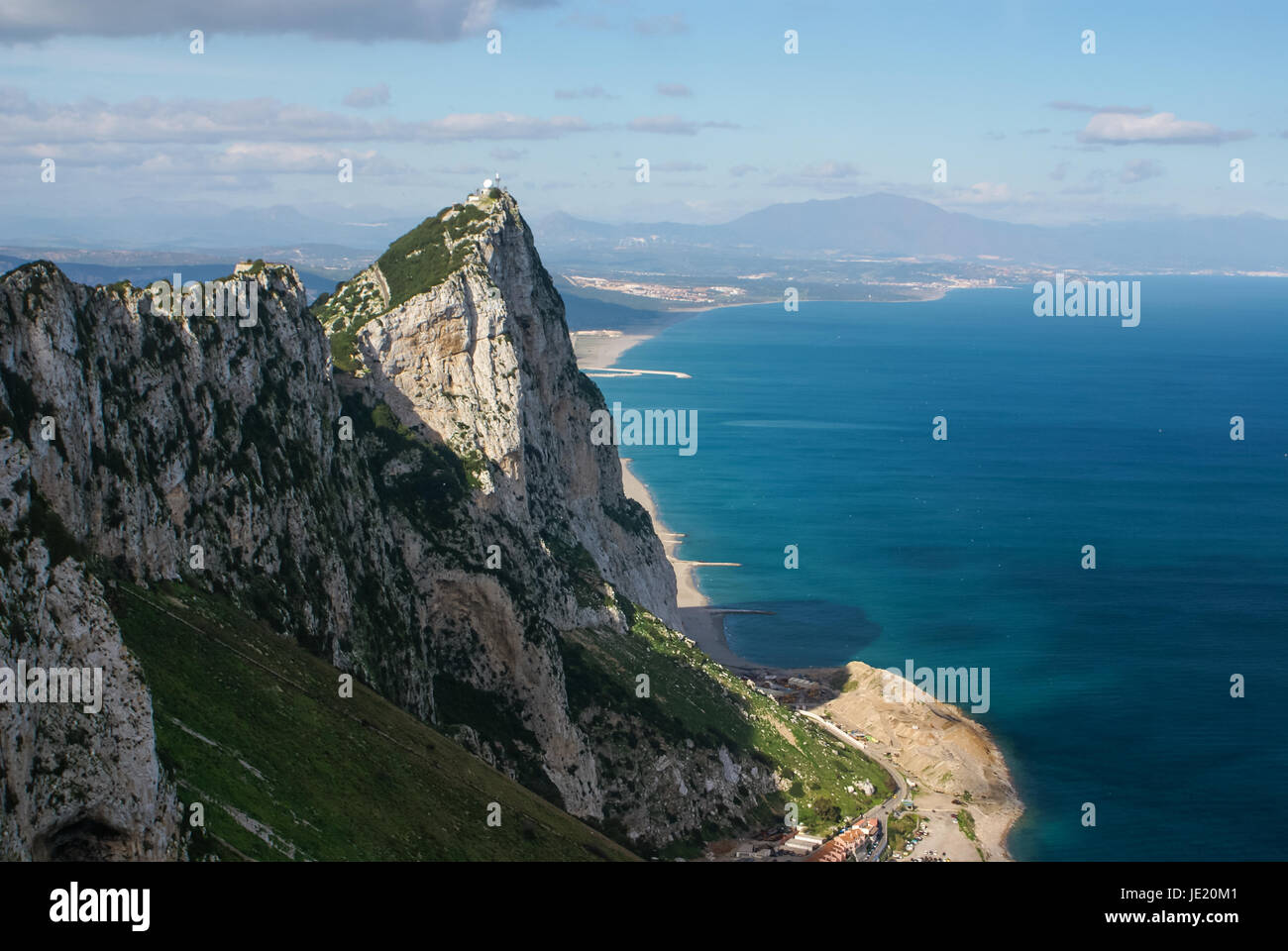 View of the Gibraltar rock from the Upper Rock Stock Photo - Alamy