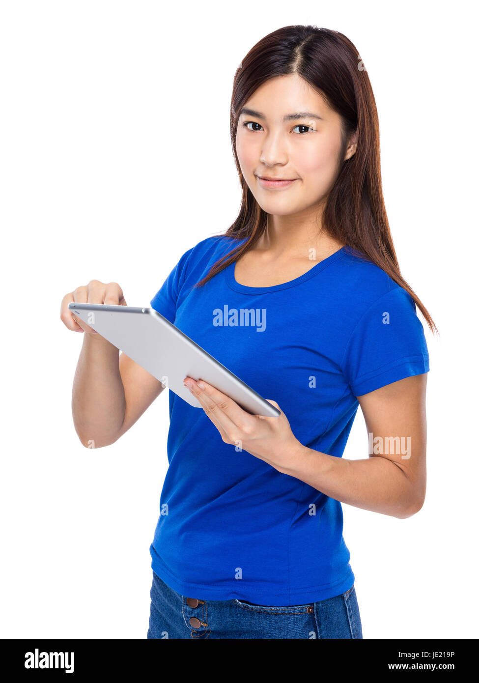 Woman use of tablet Stock Photo - Alamy