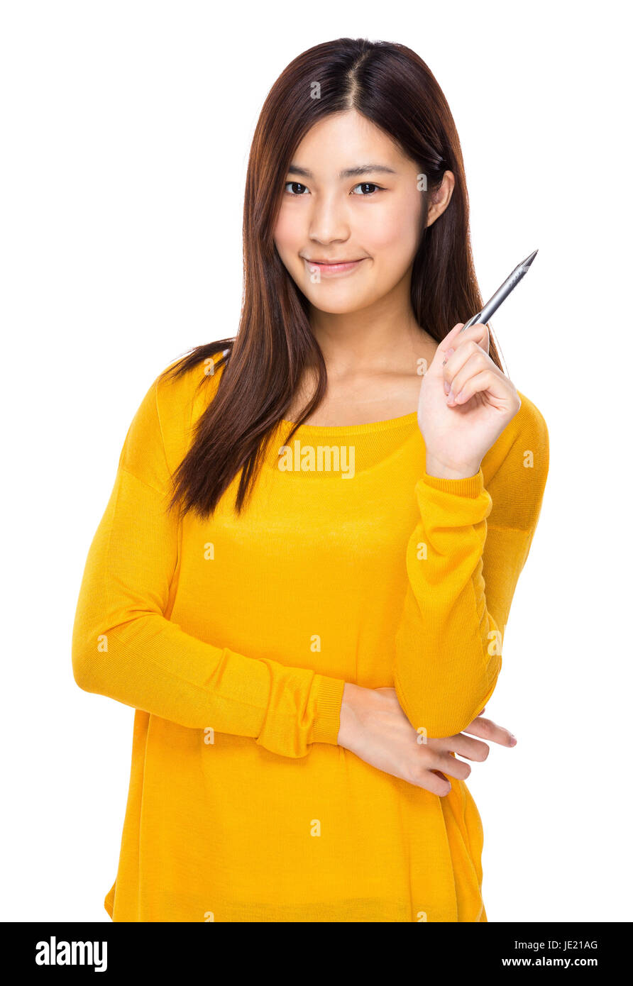 Female hold pen Stock Photo - Alamy