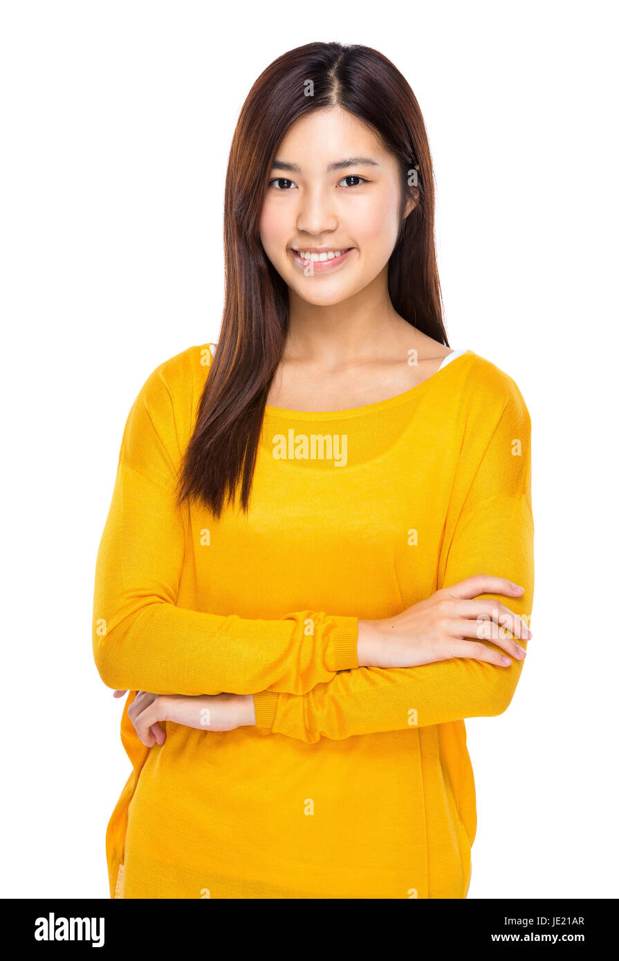 Woman cross arm Stock Photo - Alamy