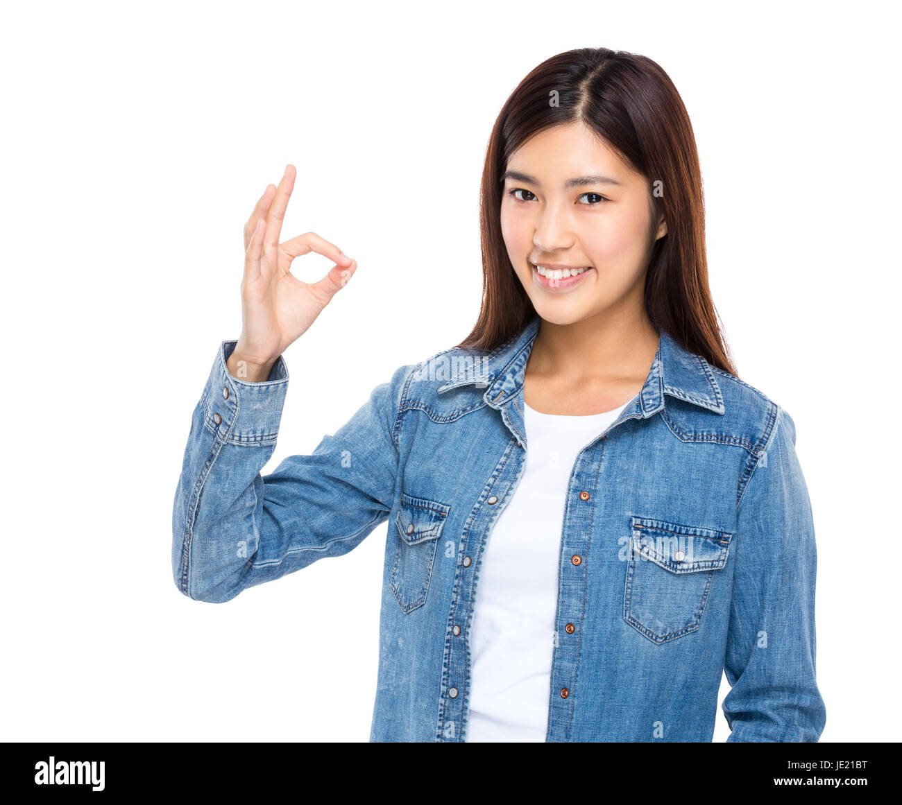 Woman hand with ok sign Stock Photo - Alamy