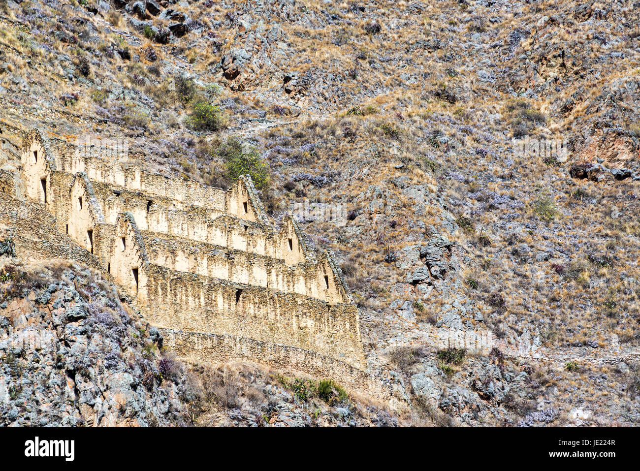 Old Inca ruins the small town of Ollantaytambo in the Sacred Valley ...