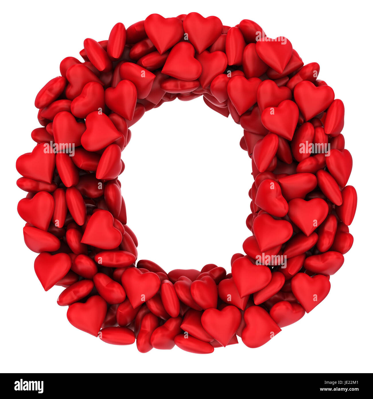 O letter made of little hearts. 3d illustration on white background ...
