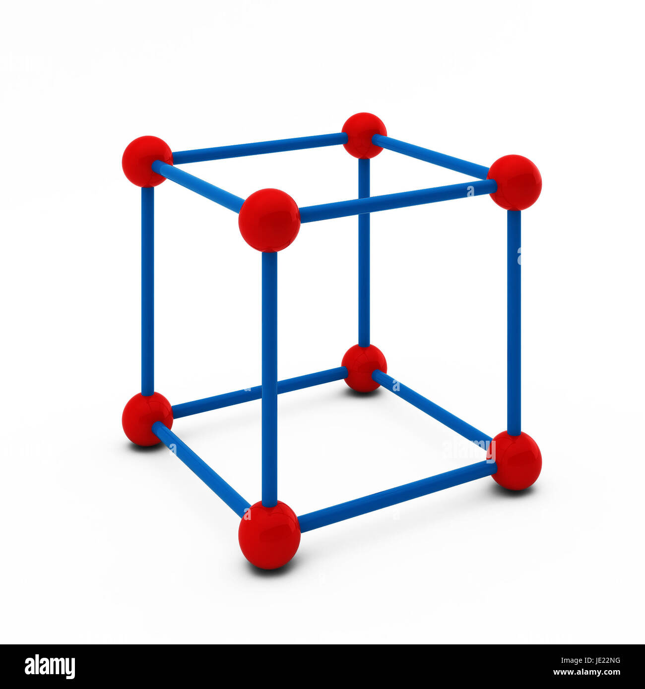 3d render of cube with balls at the corners Stock Photo - Alamy