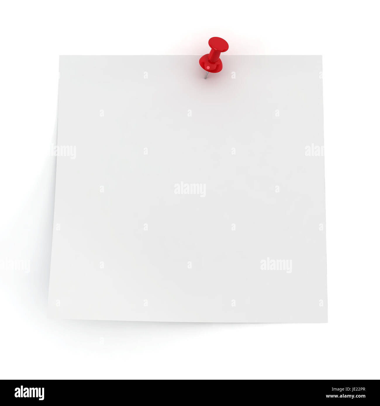 Note with pushpin. 3d illustration on white background Stock Photo - Alamy
