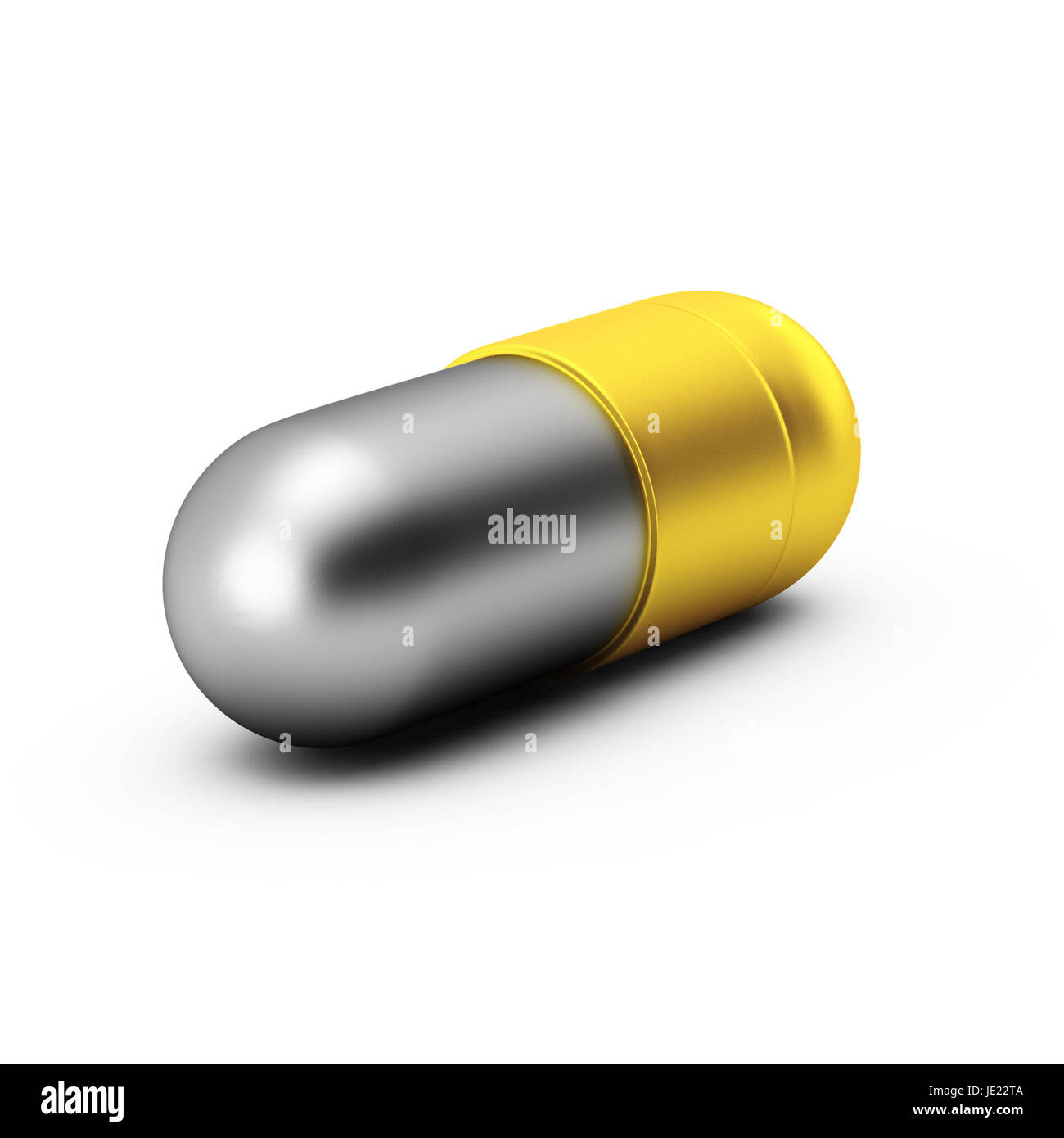 3d render of gold and silver pill on white background Stock Photo - Alamy