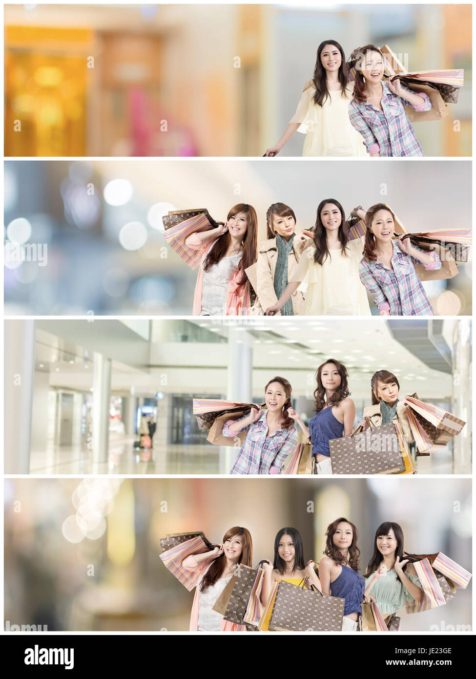 Asian woman shopping, collection from 7 different people, good for web ...