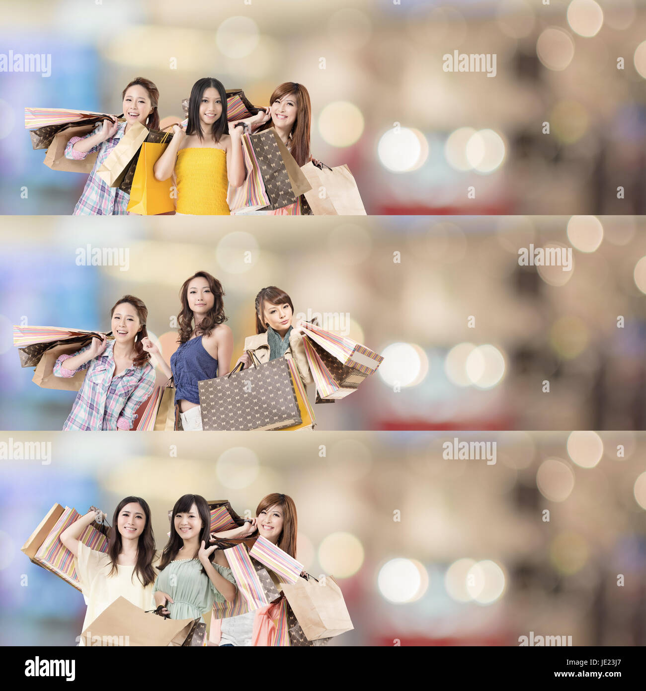 Asian woman shopping, collection from 7 different people, good for web ...