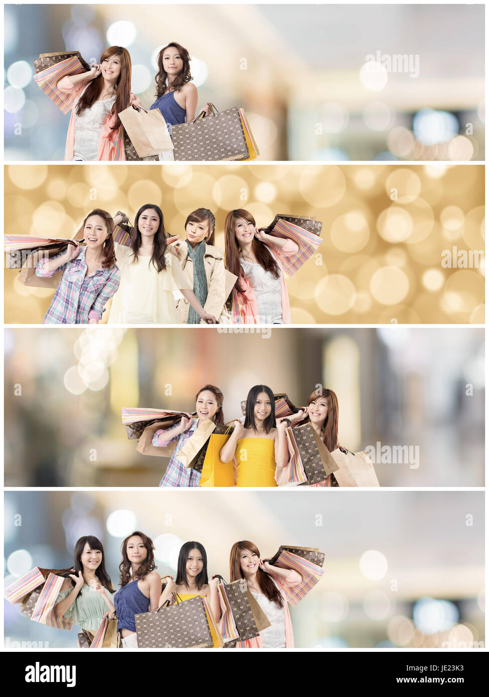 Asian woman shopping, collection from 7 different people, good for web ...