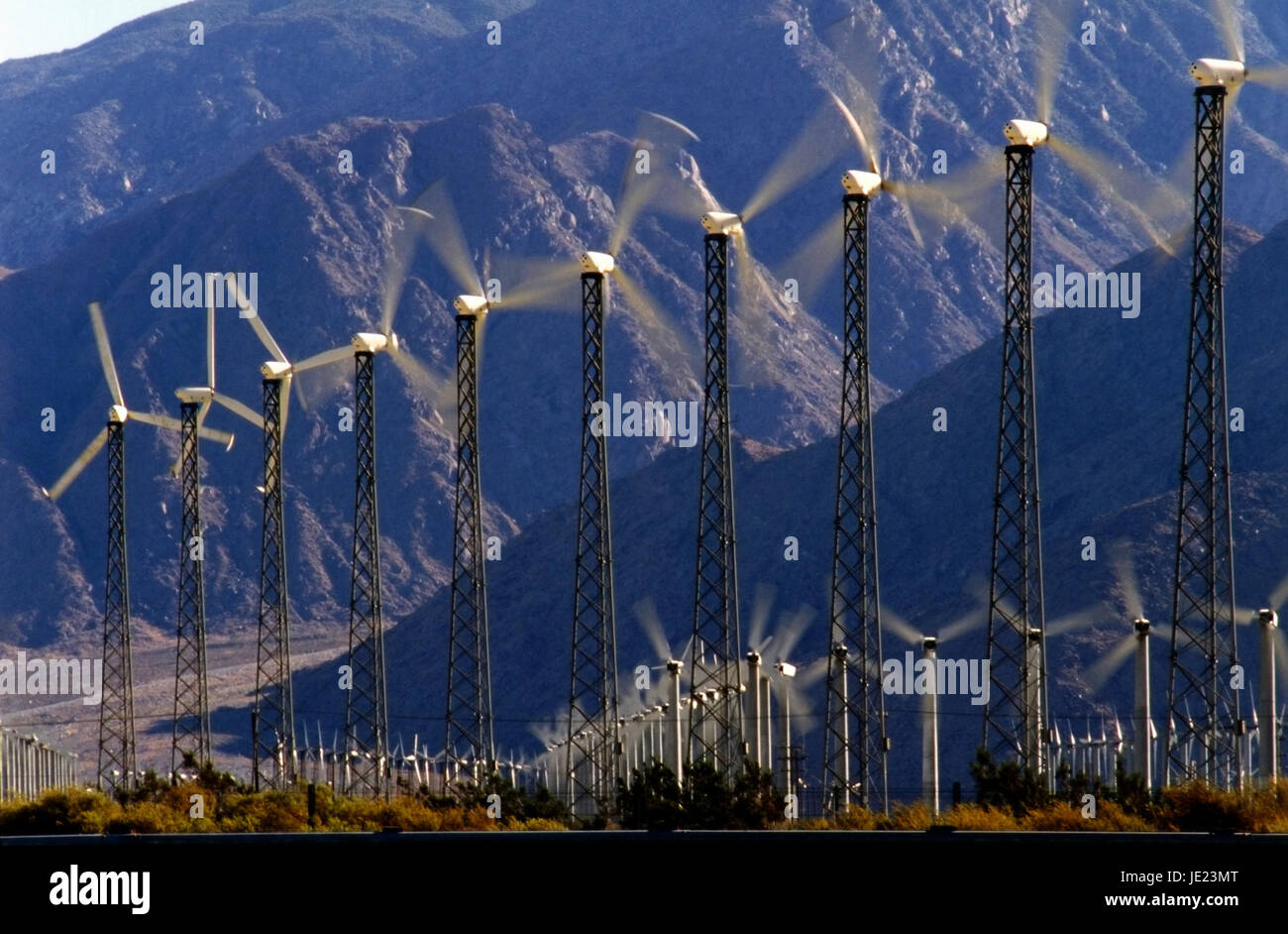 Wind turbines in California desert Stock Photo - Alamy