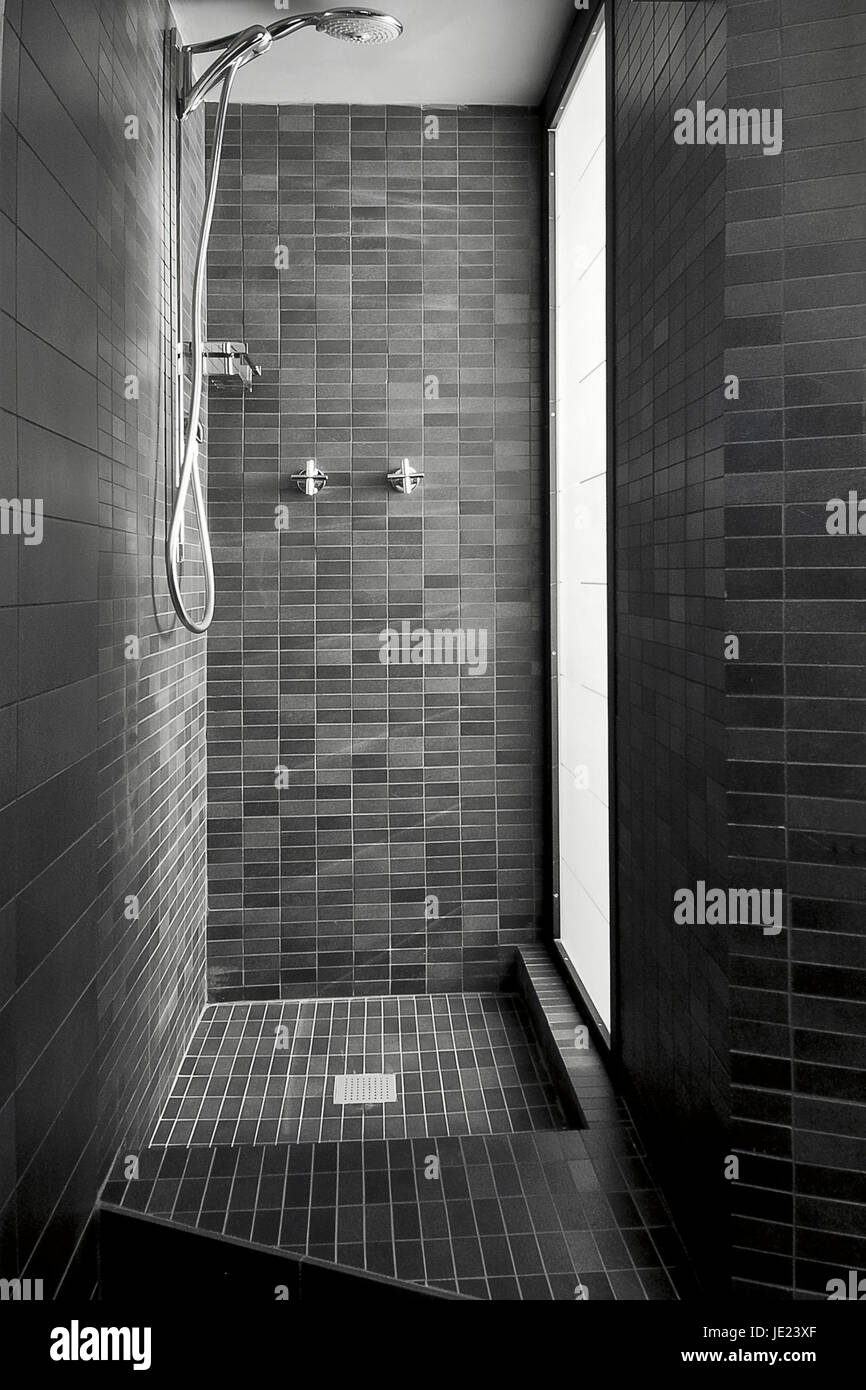 detail of masonry shower cubicle covered with tile Stock Photo - Alamy