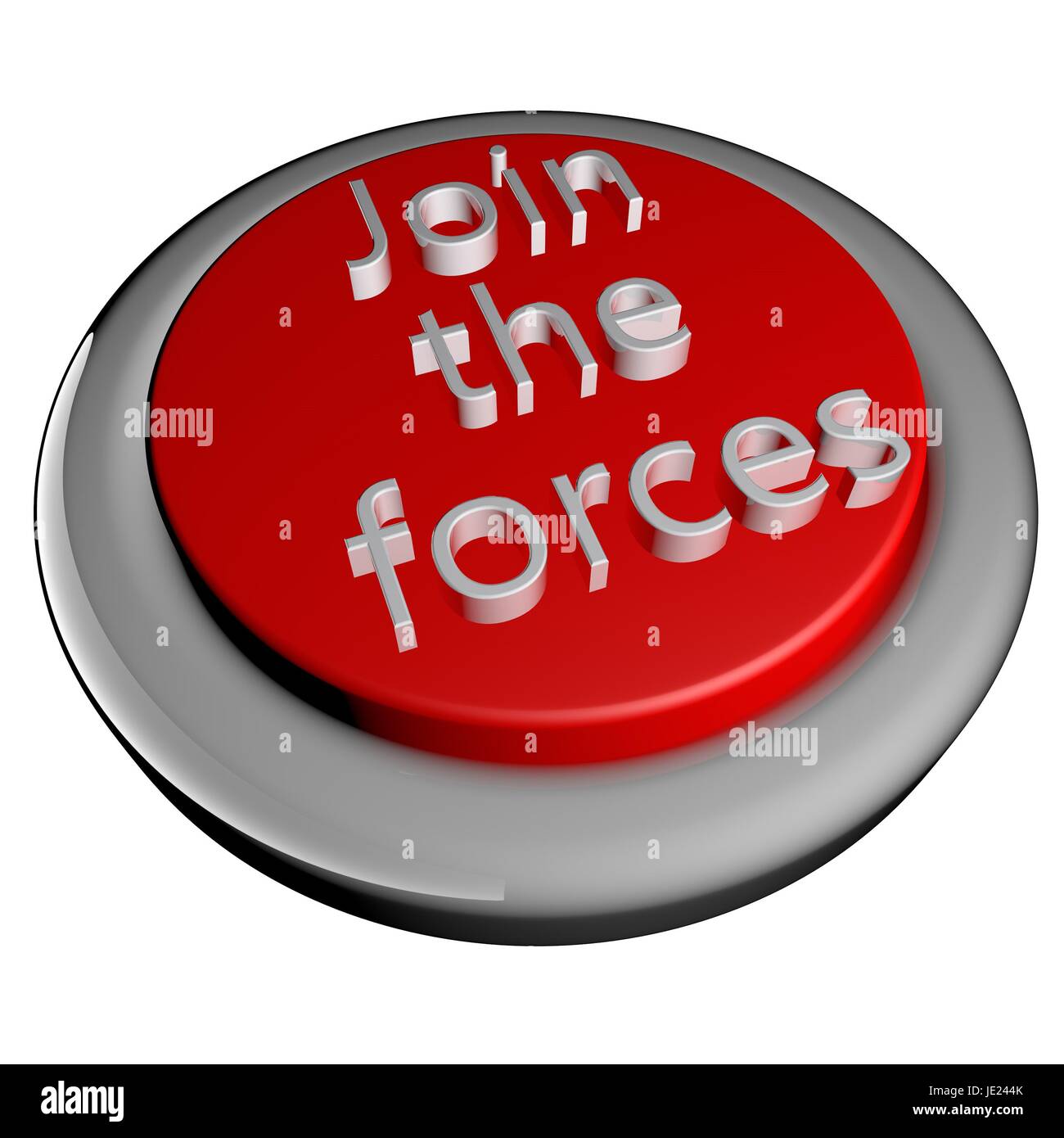 Join the forces button, isolated over white, 3d render Stock Photo - Alamy