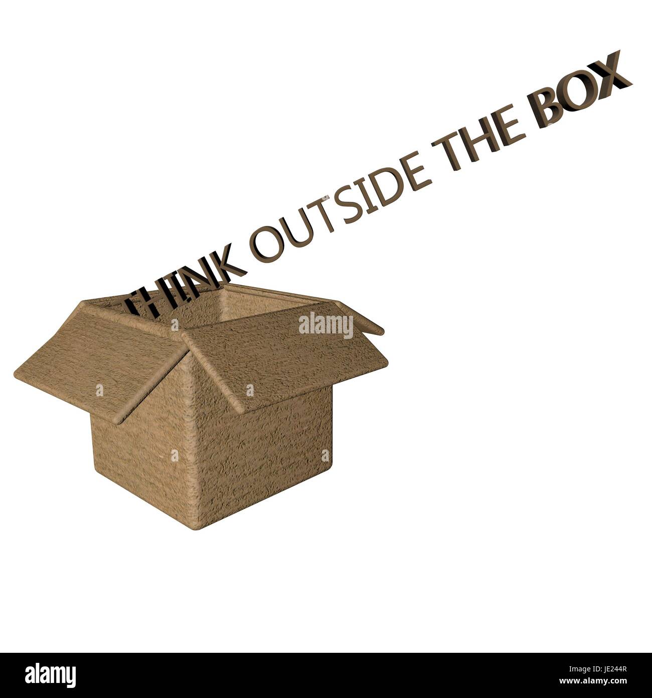 "Think outside the box" coming out of a box, 3d render Stock Photo - Alamy