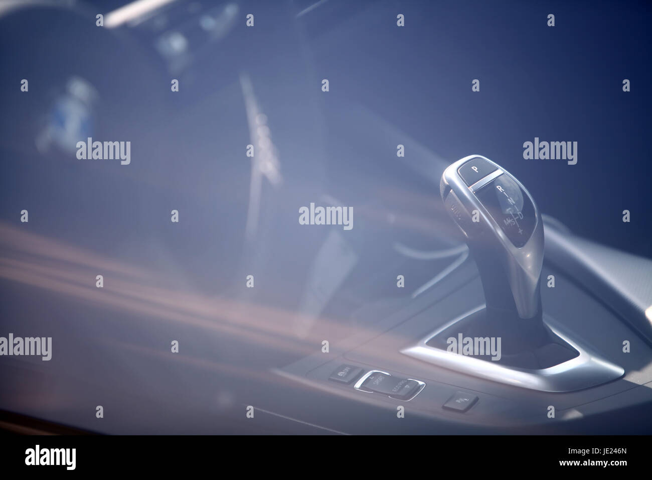 Detail on a automatic gear shifter in a new car Stock Photo - Alamy