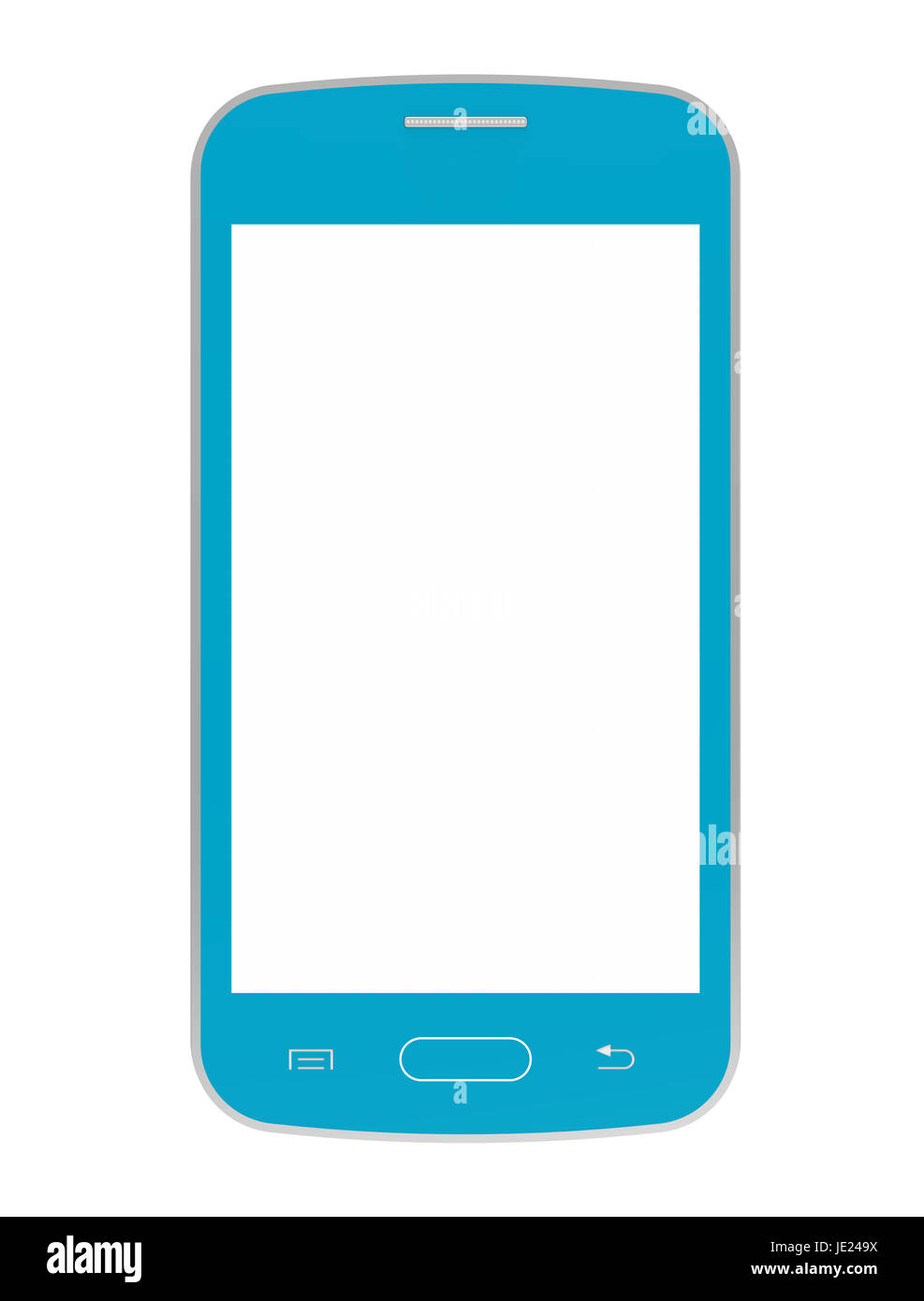 Blue mobile phone with blank screen, smartphone, 3D render, isolated on ...