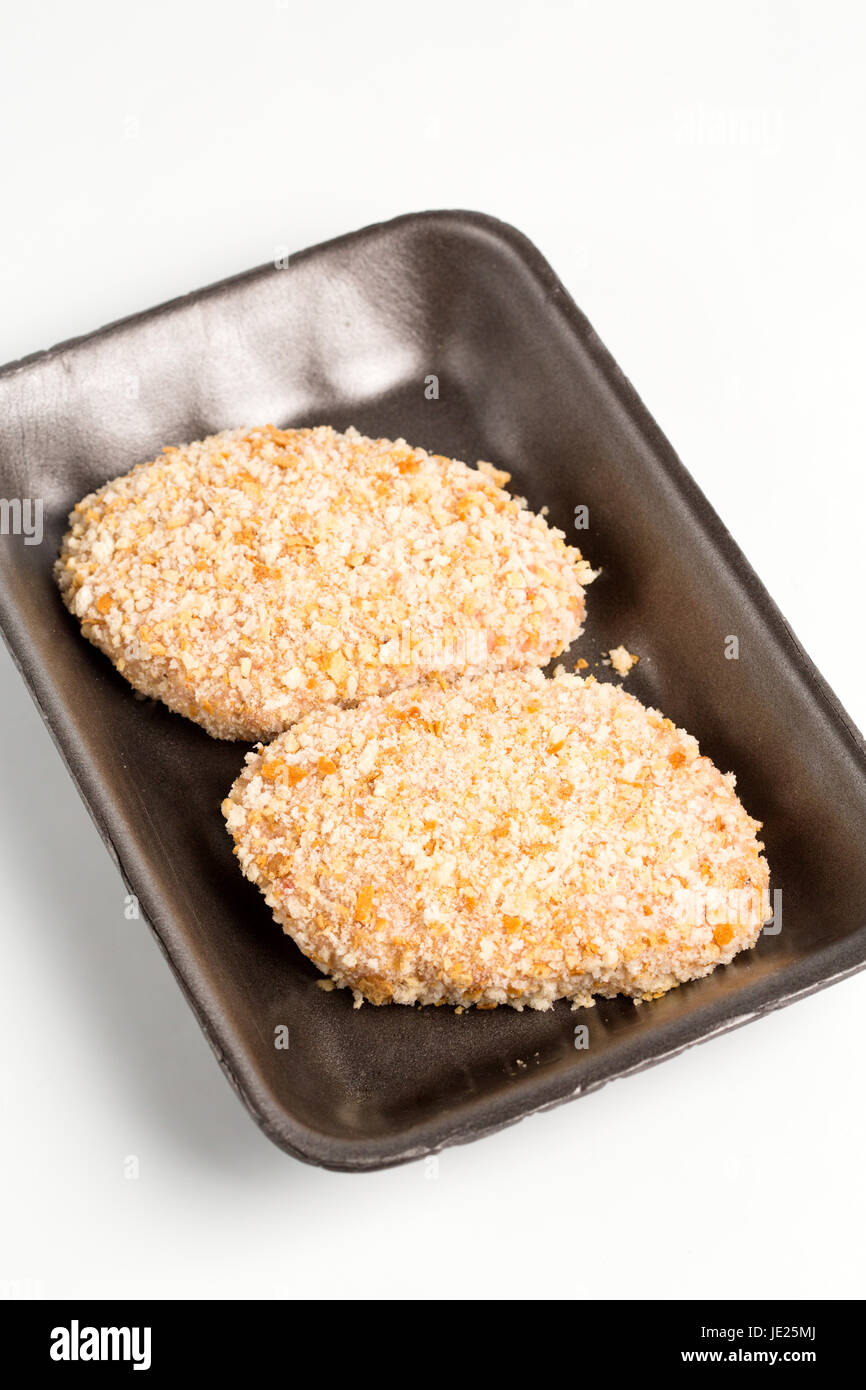 Raw food, chicken cutlet ready for prepare. Minced chicken portion in ...