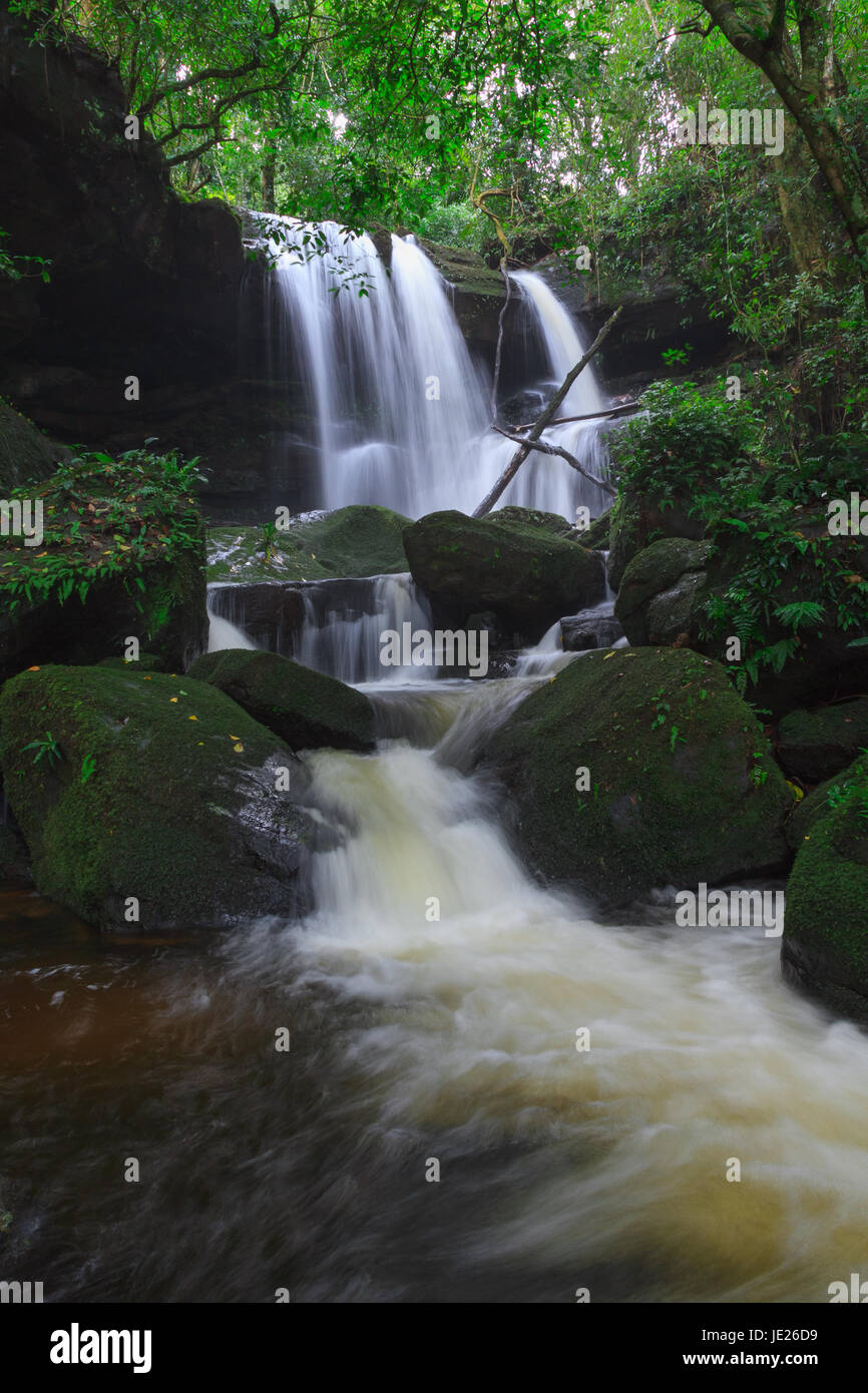 Deep forest waterfall at Phu Hin Rong Kla National Park in Thailand ...
