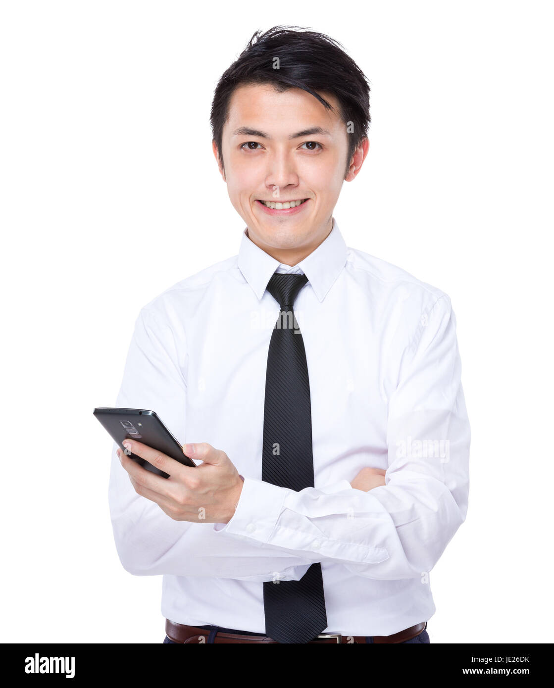 Business man look at cell phone Stock Photo - Alamy