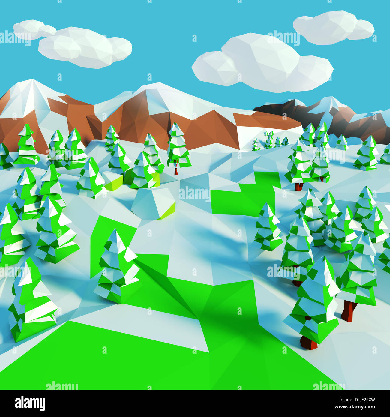 small snow landscape with fir trees Stock Photo - Alamy