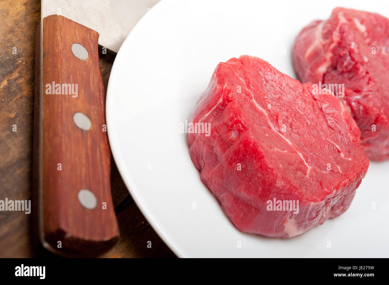 fresh raw beef filet mignon cut ready to cook Stock Photo - Alamy