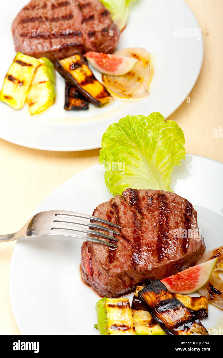 grilled fresh beef filet mignon and vegetables Stock Photo - Alamy