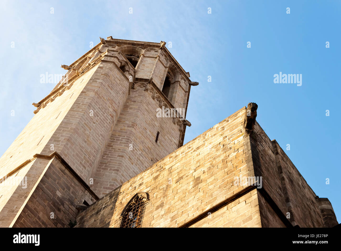 Santa Eulalia gothic Cathedral back view of a tower and gargoyles in ...