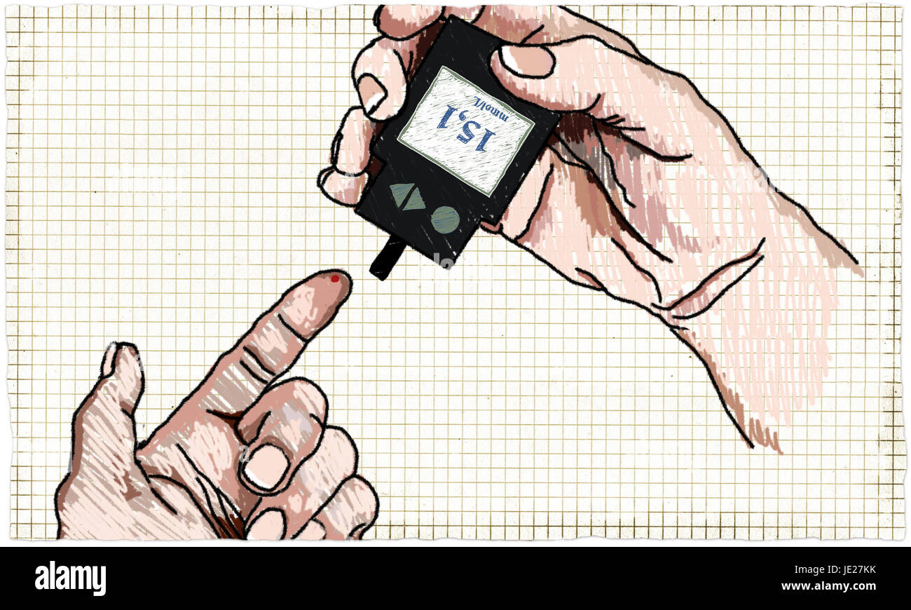 Healthcare Illustration about Diabetes Glucose Test Stock Photo - Alamy